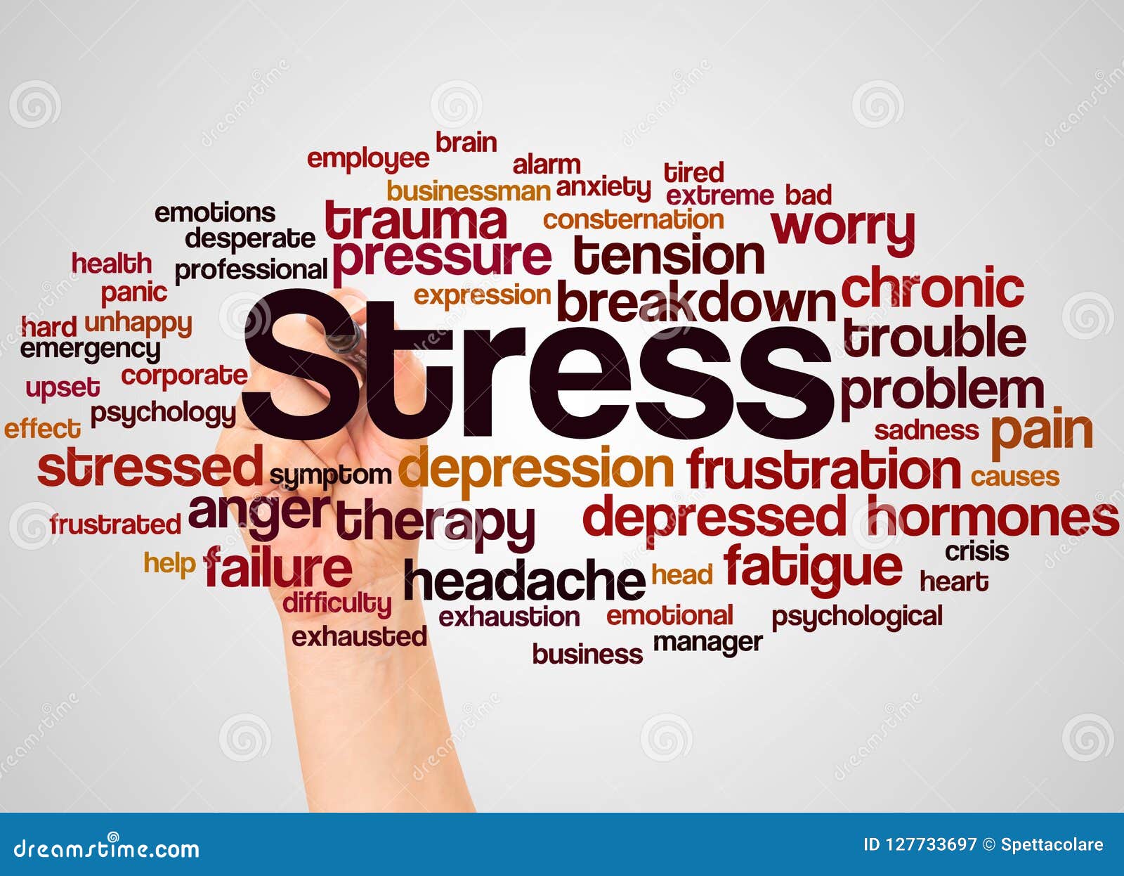 Stress Word Cloud and Hand with Marker Concept Stock Illustration ...
