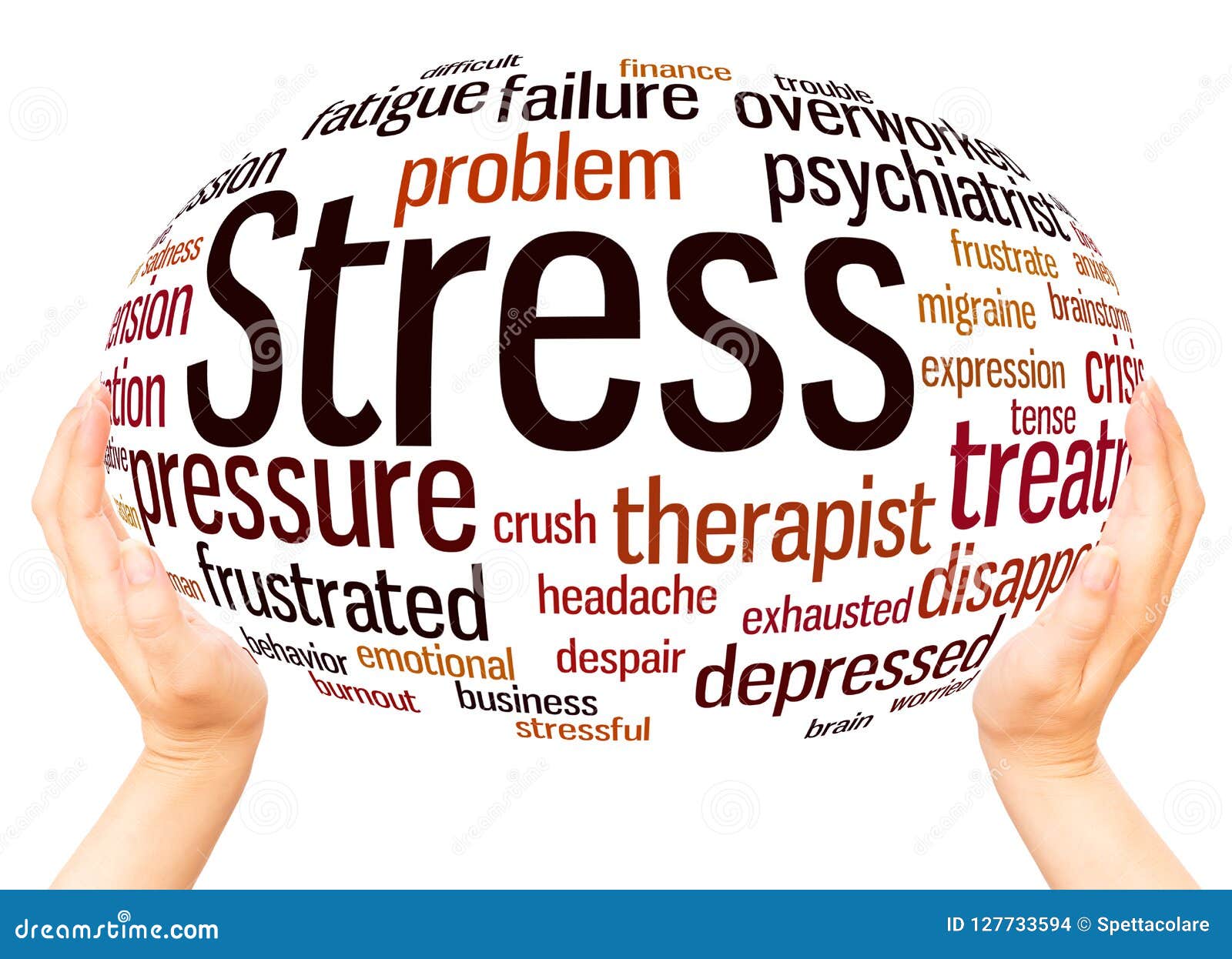 Stress Word Cloud Hand Sphere Concept Stock Illustration - Illustration ...