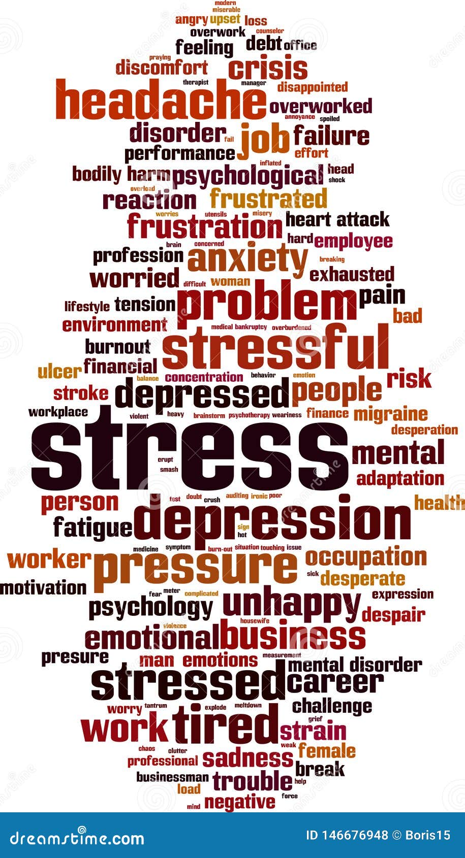 Stress word cloud stock vector. Illustration of psychological - 146676948