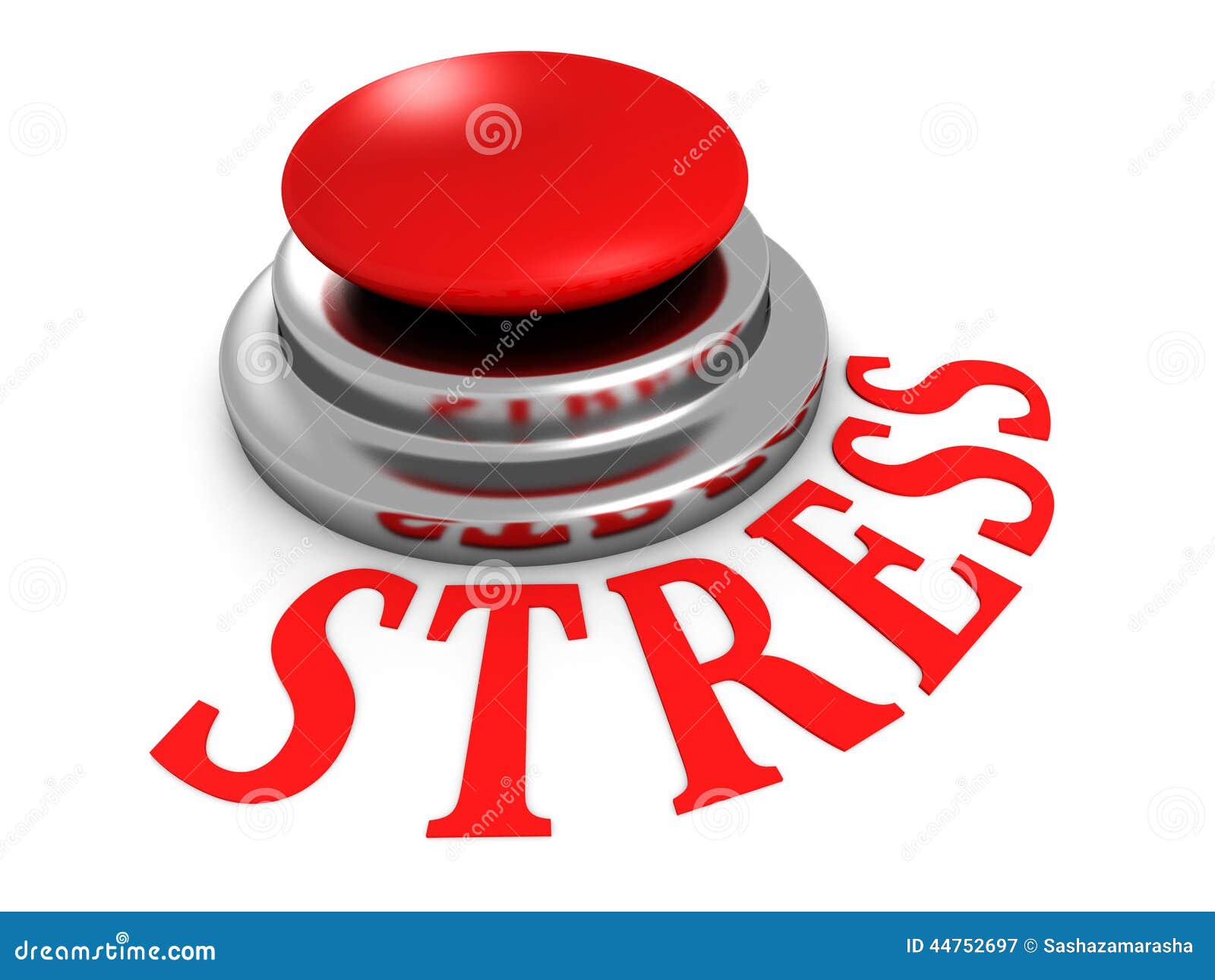 STRESS Word Red Push Button on White Background Stock Illustration ...