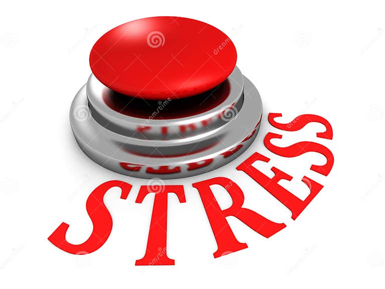STRESS Word Red Push Button on White Background Stock Illustration ...