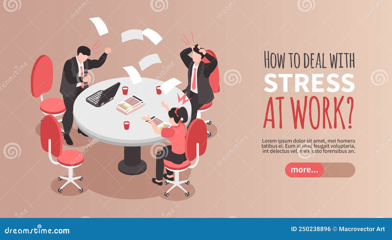 Stress at Work Banner stock vector. Illustration of decorative - 250238896