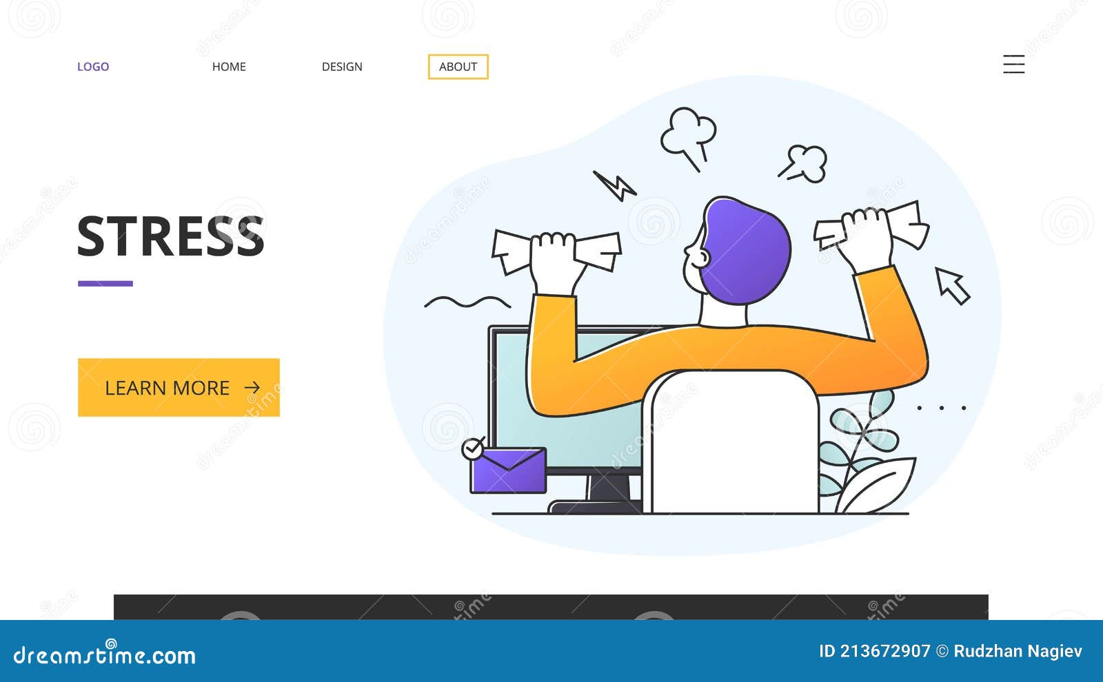 Stress at Work Concept with Man Tearing Up Paper Sheets Stock Vector ...