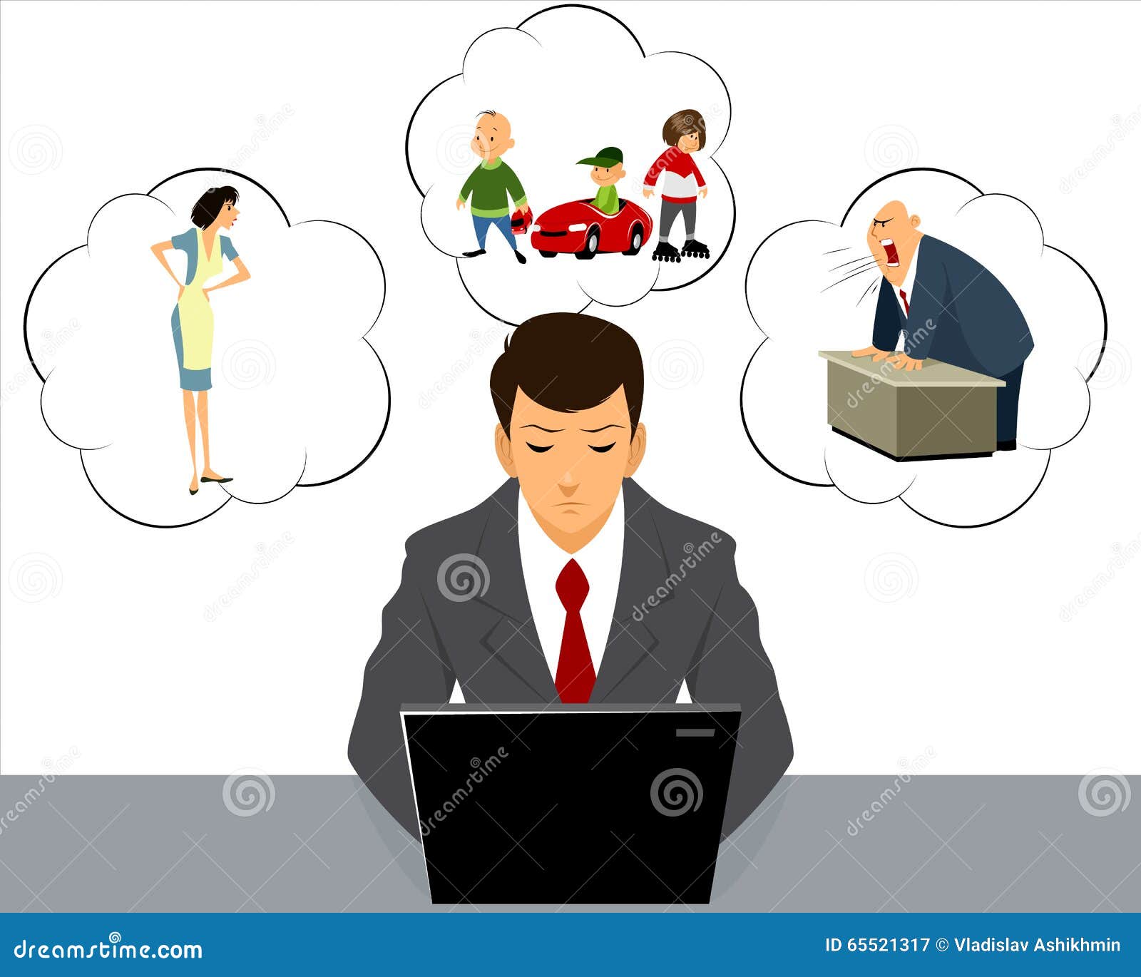 Stress at work stock vector. Illustration of looking - 65521317