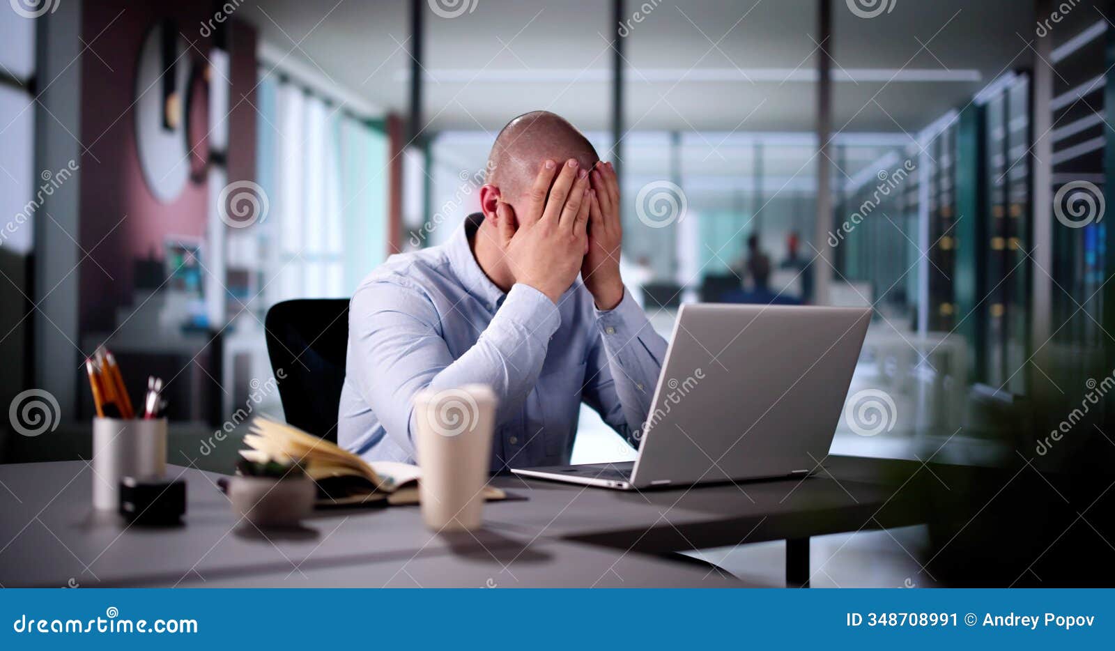 Stressed Accountant Man with Headache Stock Image - Image of business ...