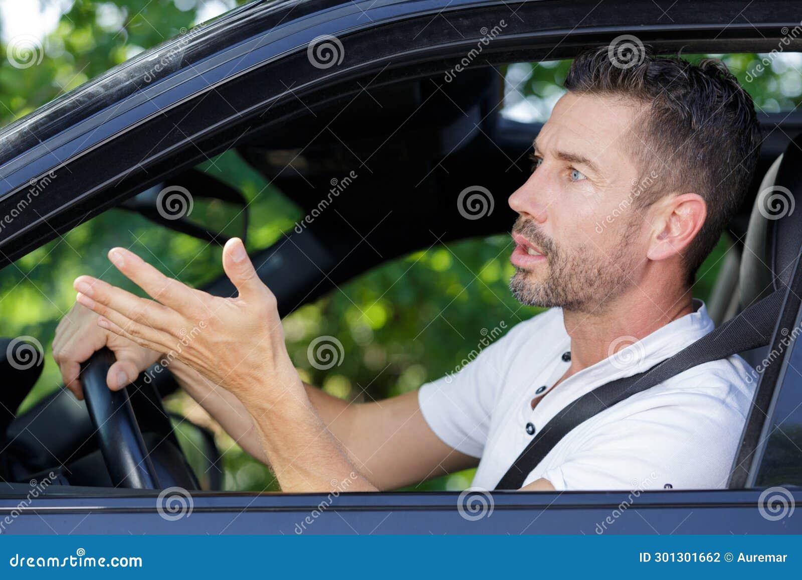 Stressed and Angry Driver in Car Stock Photo - Image of town, furious ...