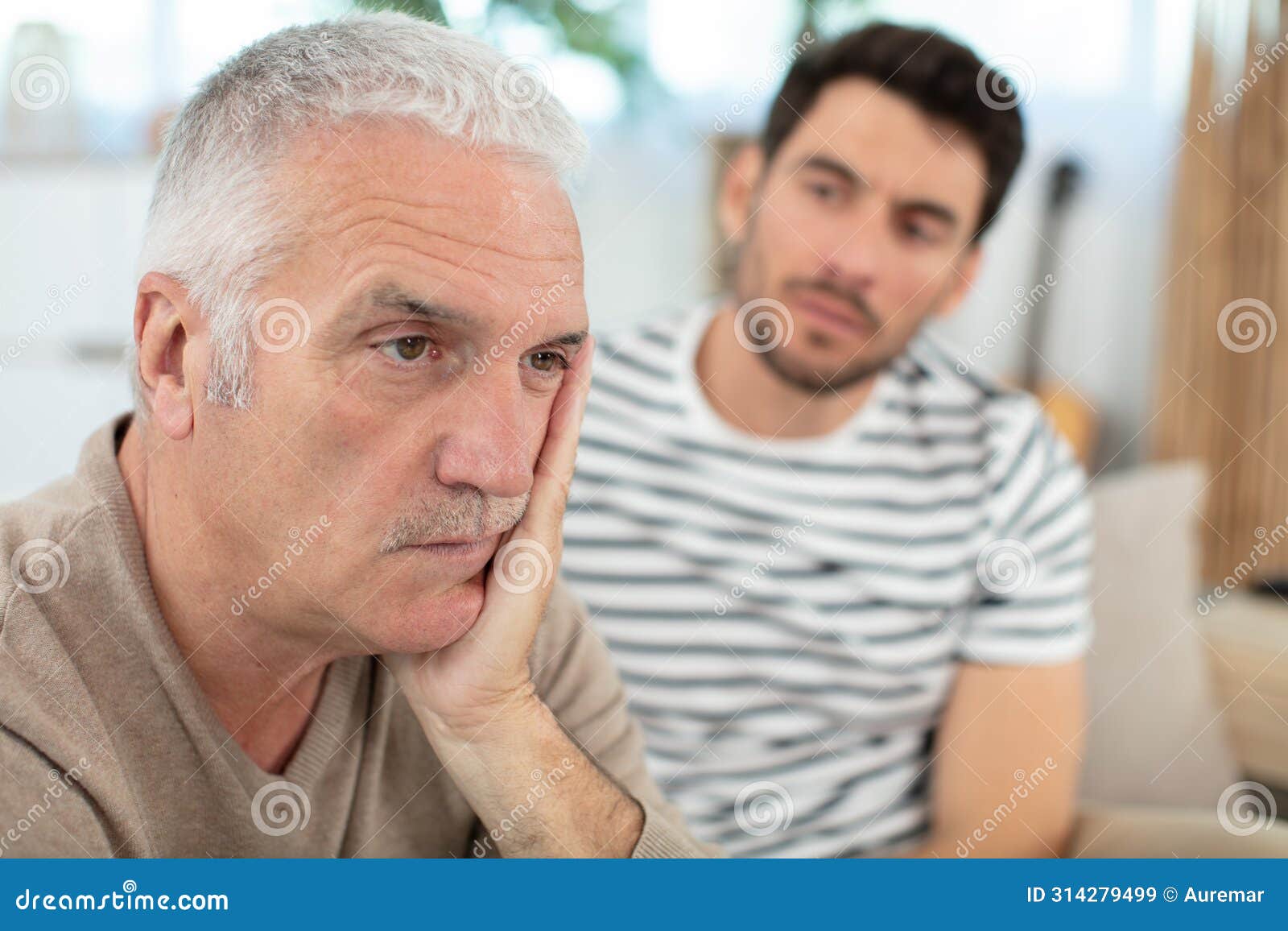 Stressed Angry Senior Man Trying To Talk To Dad Stock Image - Image of ...