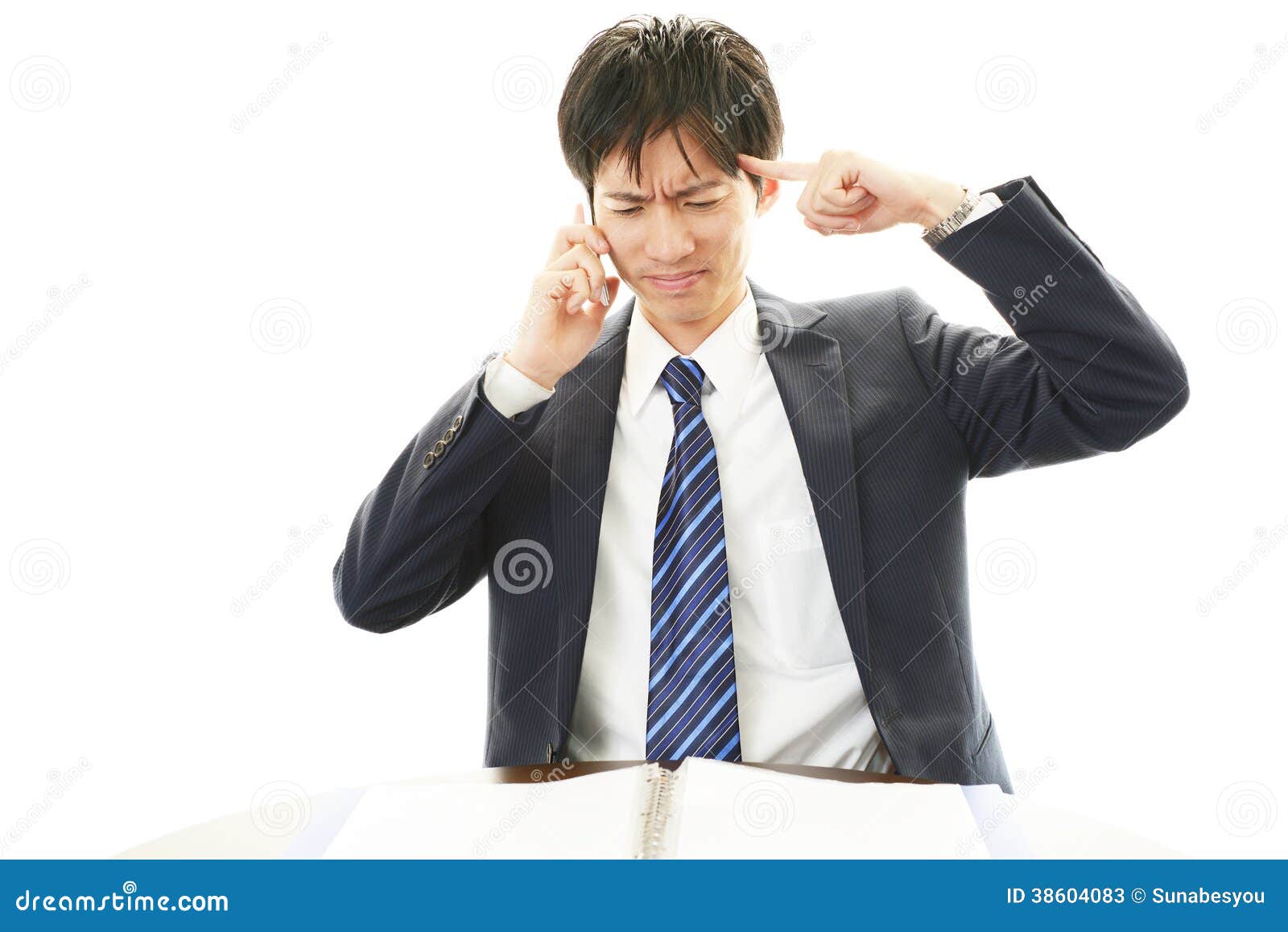 Stressed Asian businessman stock image. Image of frustration - 38604083