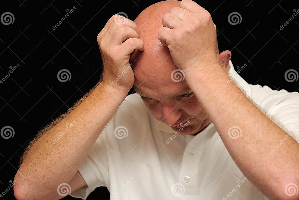 Stressed bald man stock image. Image of expression, caucasian - 6163305