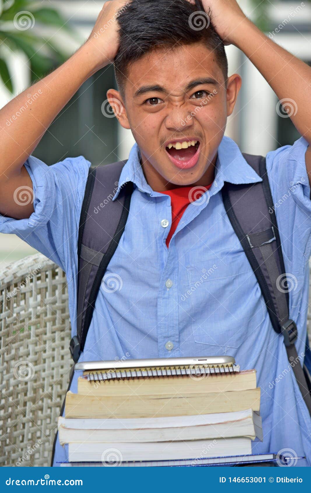 A Stressed Boy Student stock image. Image of nervousness - 146653001