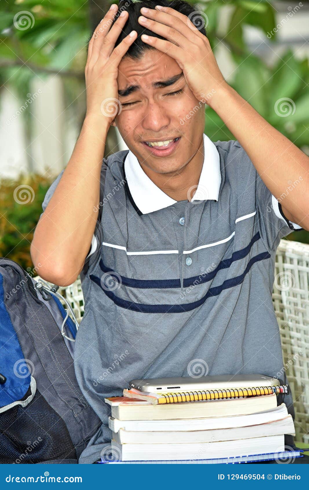Stressed Boy Student stock photo. Image of college, youthful - 129469504