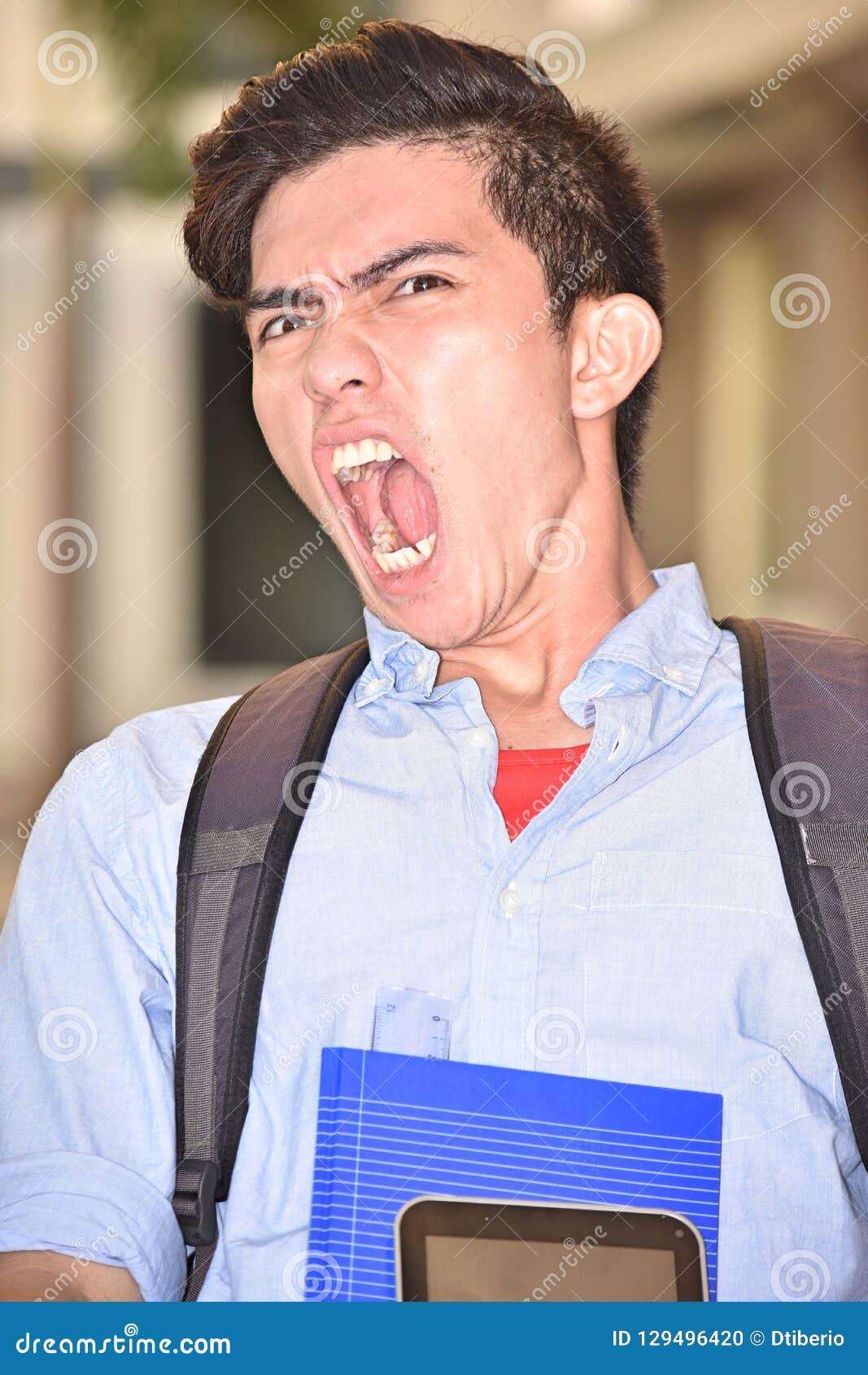Stressed Boy Student stock photo. Image of anxiety, worry - 129496420