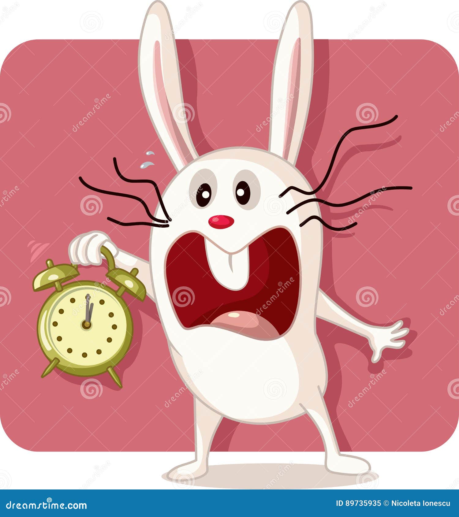 Stressed Bunny with Alarm Clock Vector Stock Vector - Illustration of ...
