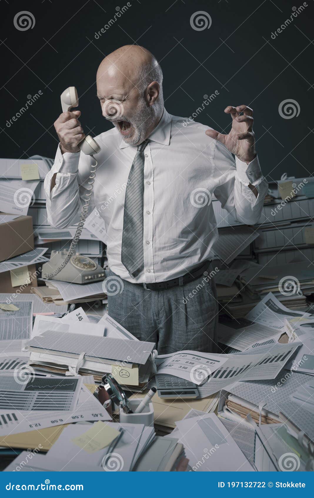 Stressed Business Executive Overwhelmed by Work Stock Photo - Image of ...