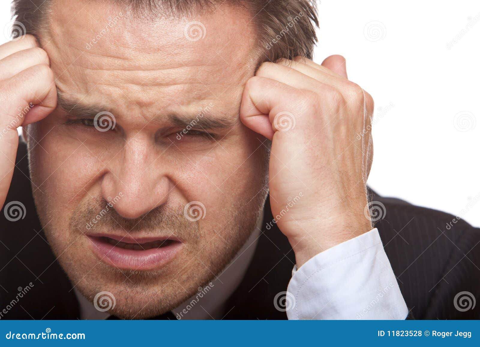Stressed Business Man Has Bad Headache In Office Stock Photo - Image of ...
