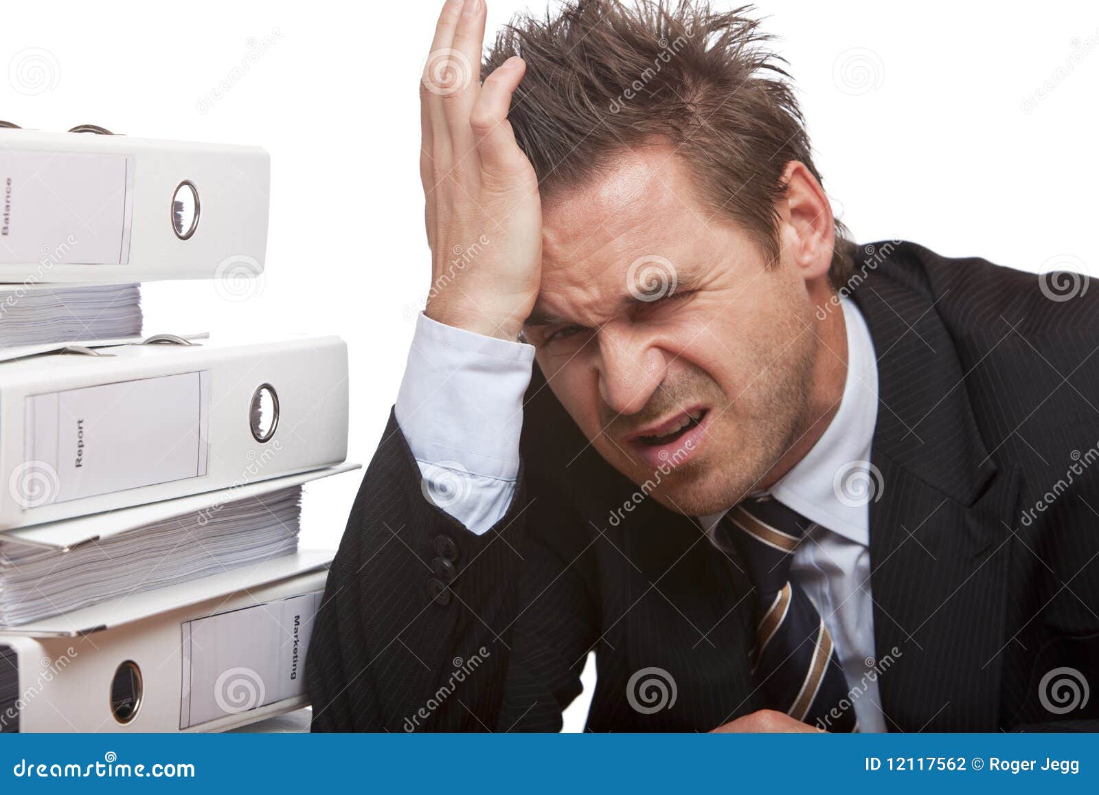 Stressed Business Man Has Bad Headache in Office Stock Photo - Image of ...