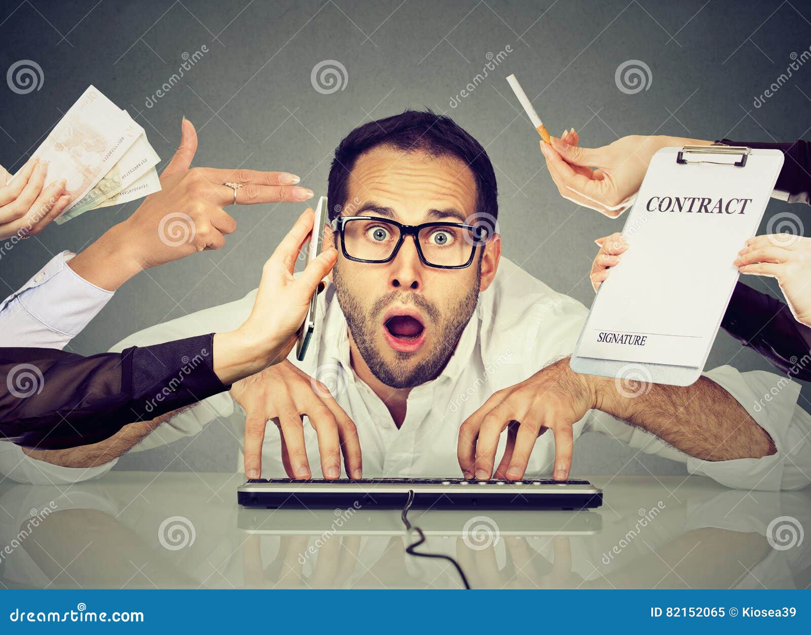 Stressed Business Man in Office Working on Computer Overwhelmed Stock ...