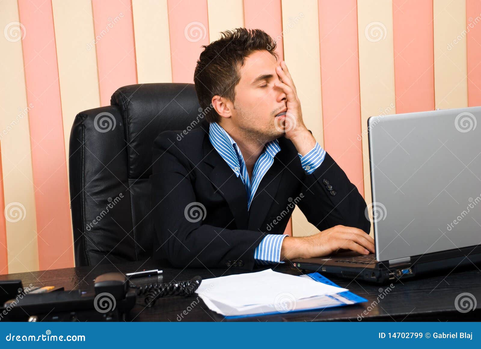 Stressed Business Man with Problems at Laptop Stock Image - Image of ...