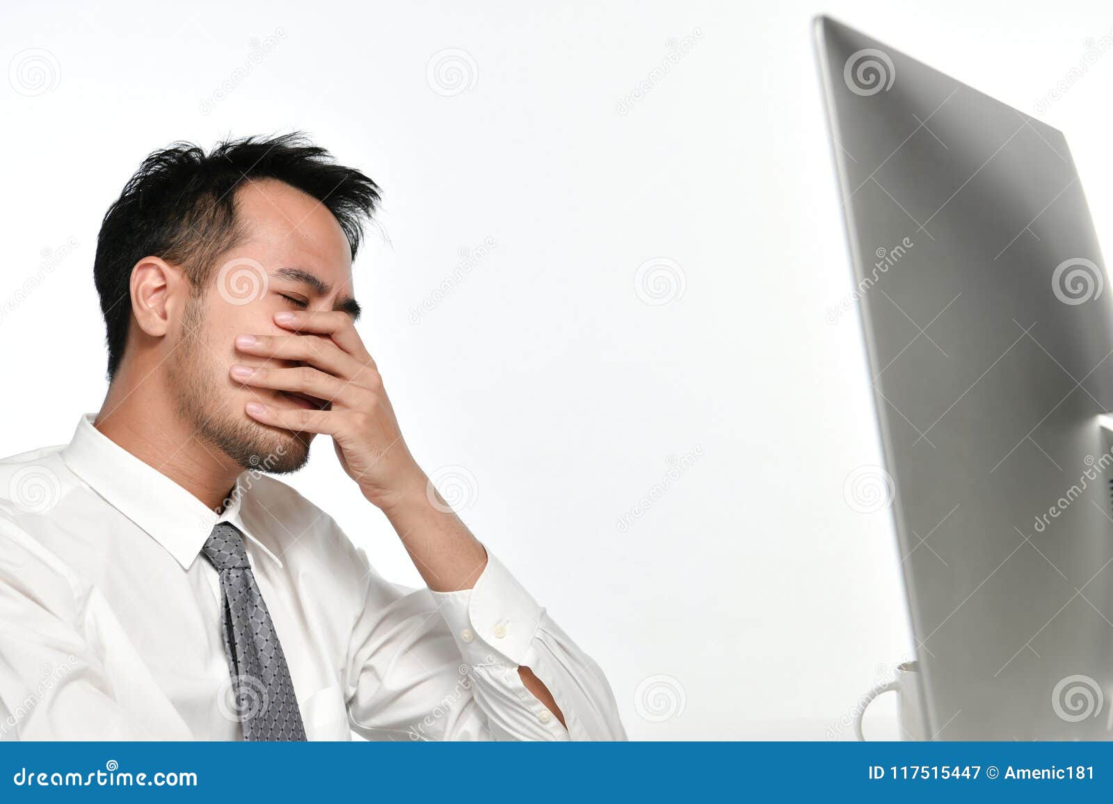 Stressed Business Man Working on a Computer Stock Image - Image of ...