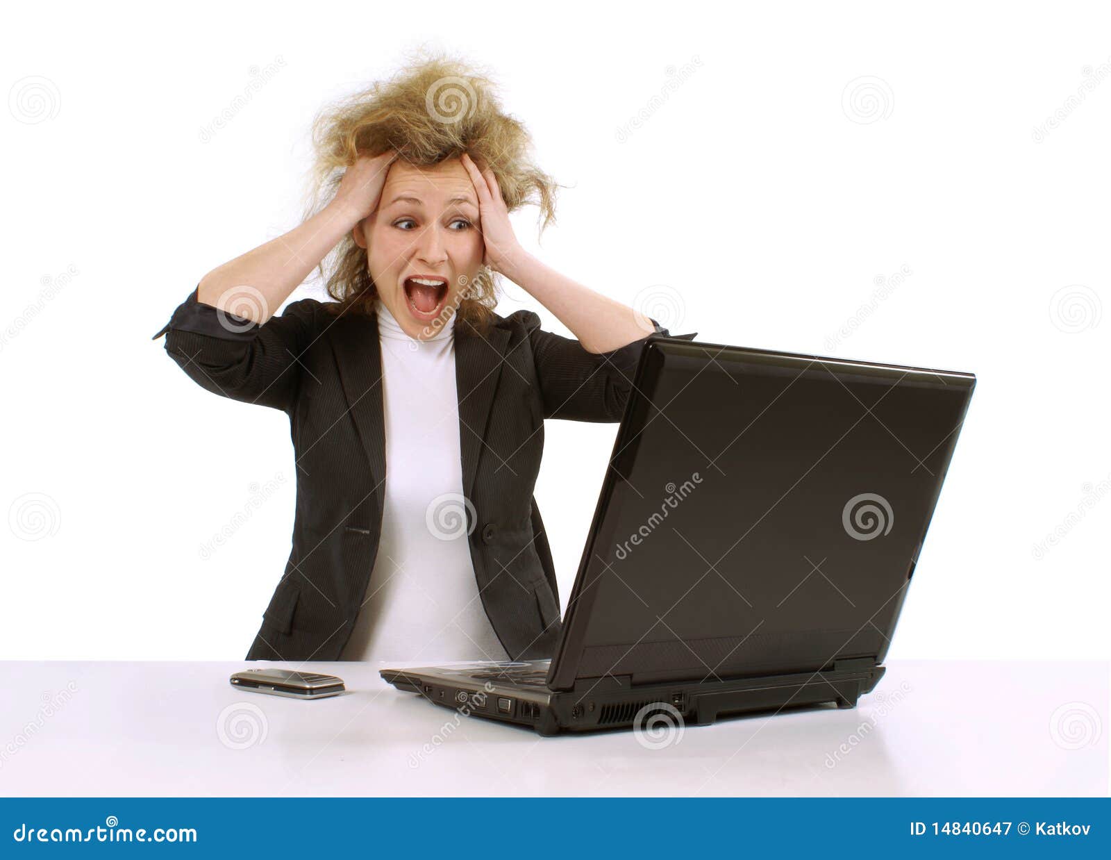 Stressed business woman stock image. Image of assistance - 14840647