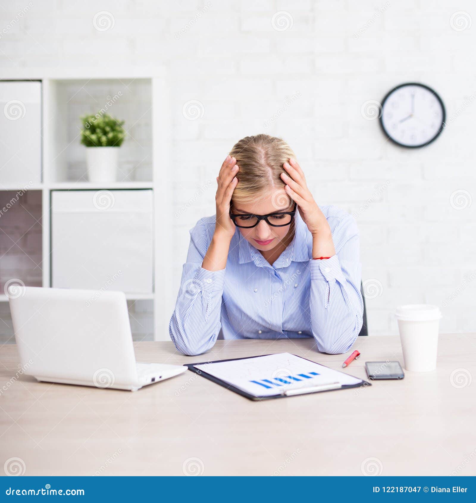 Stressed Business Woman Sitting in Office Stock Image - Image of ...