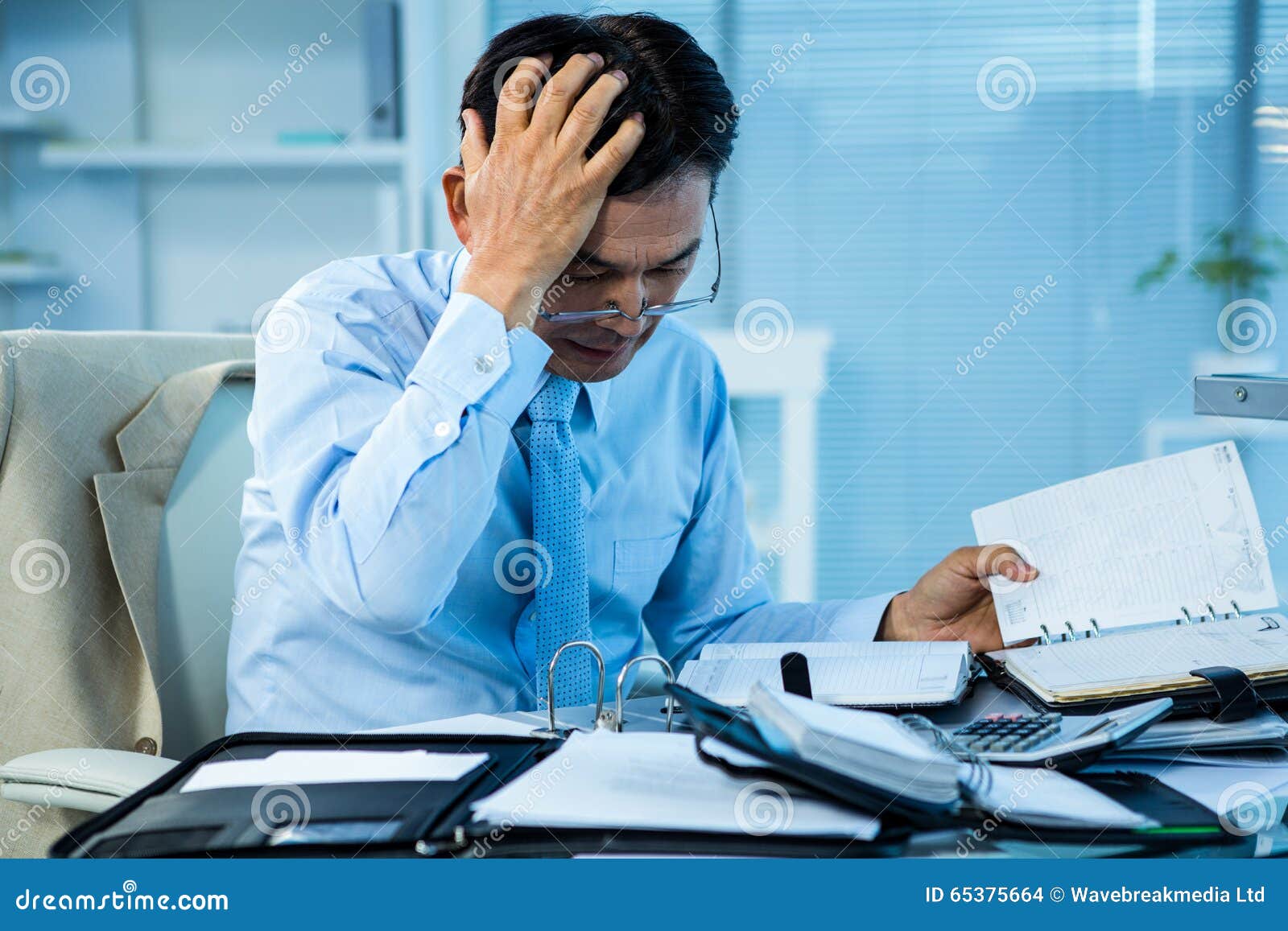 Stressed Businessman with a Big Amount of Work Stock Photo - Image of ...