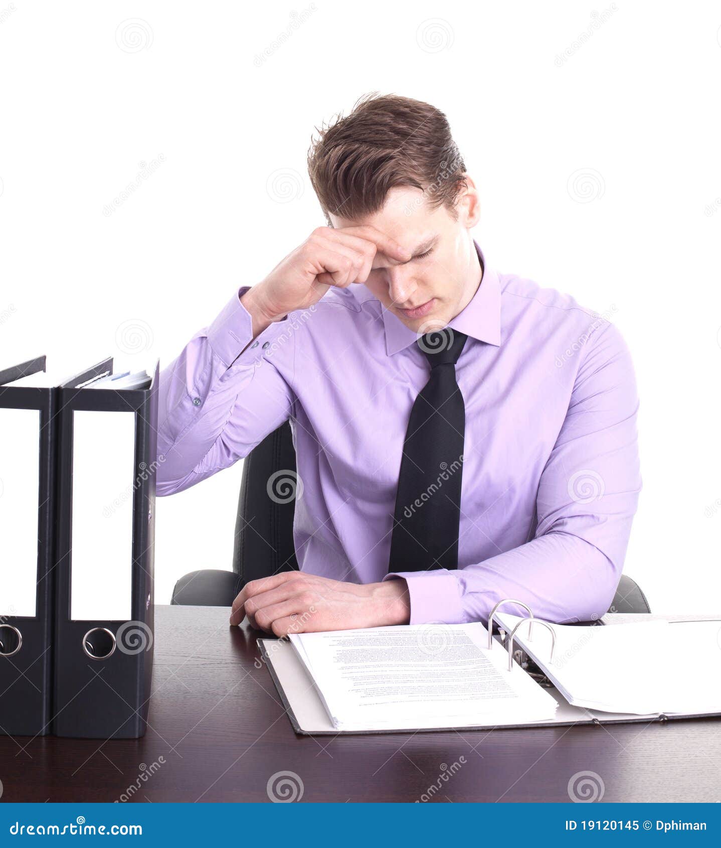 Stressed Businessman at Desk Stock Image - Image of male, table: 19120145