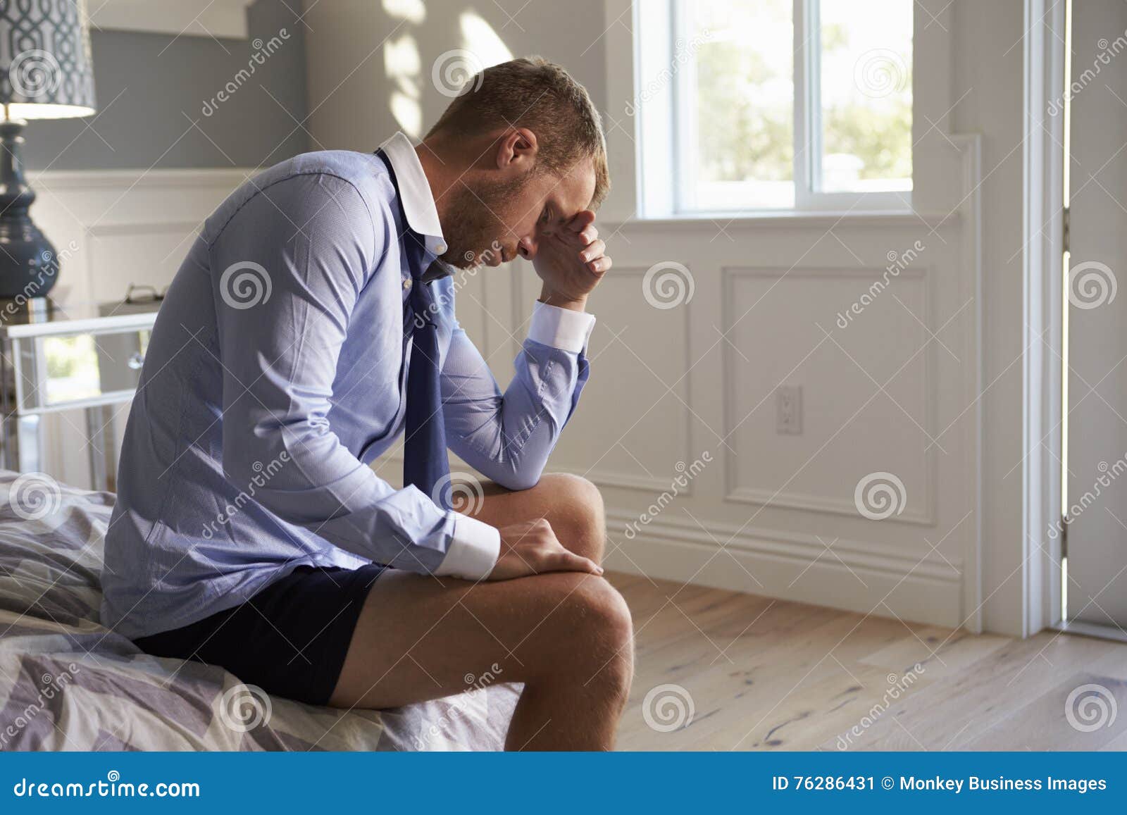 Stressed Businessman Getting Dressed for Work Stock Image - Image of ...
