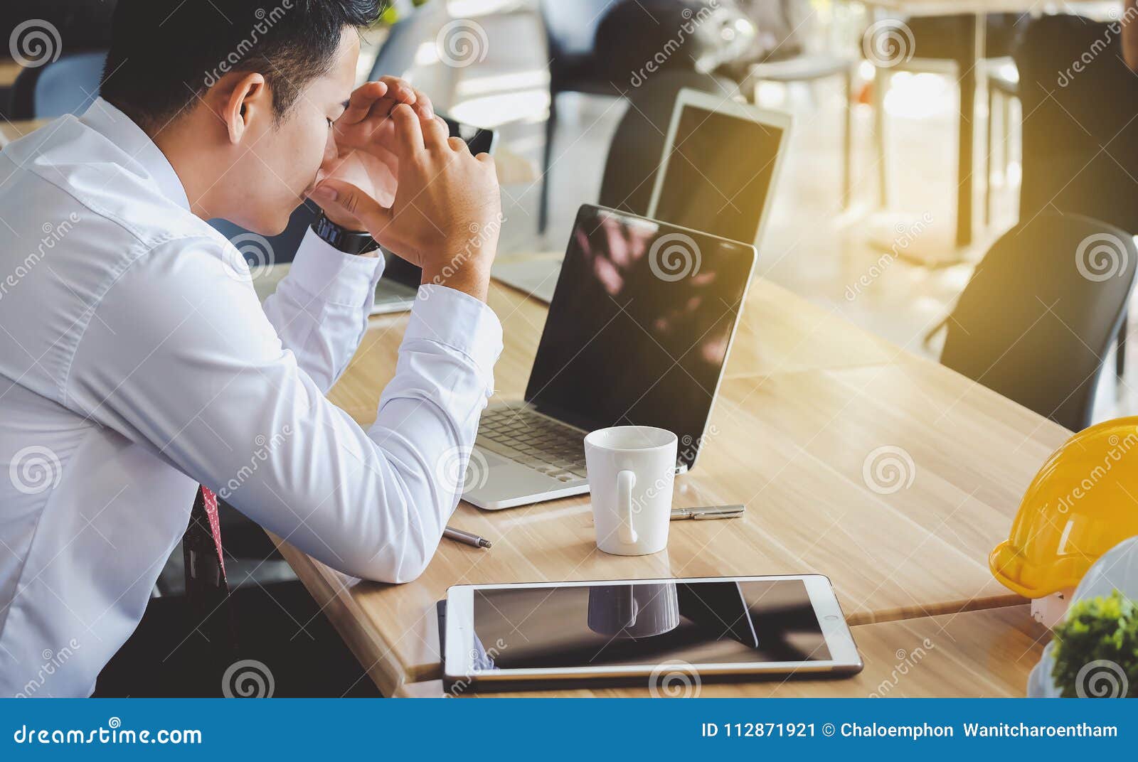 Stressed Businessman Having Problems and Headache at Work Stock Image ...