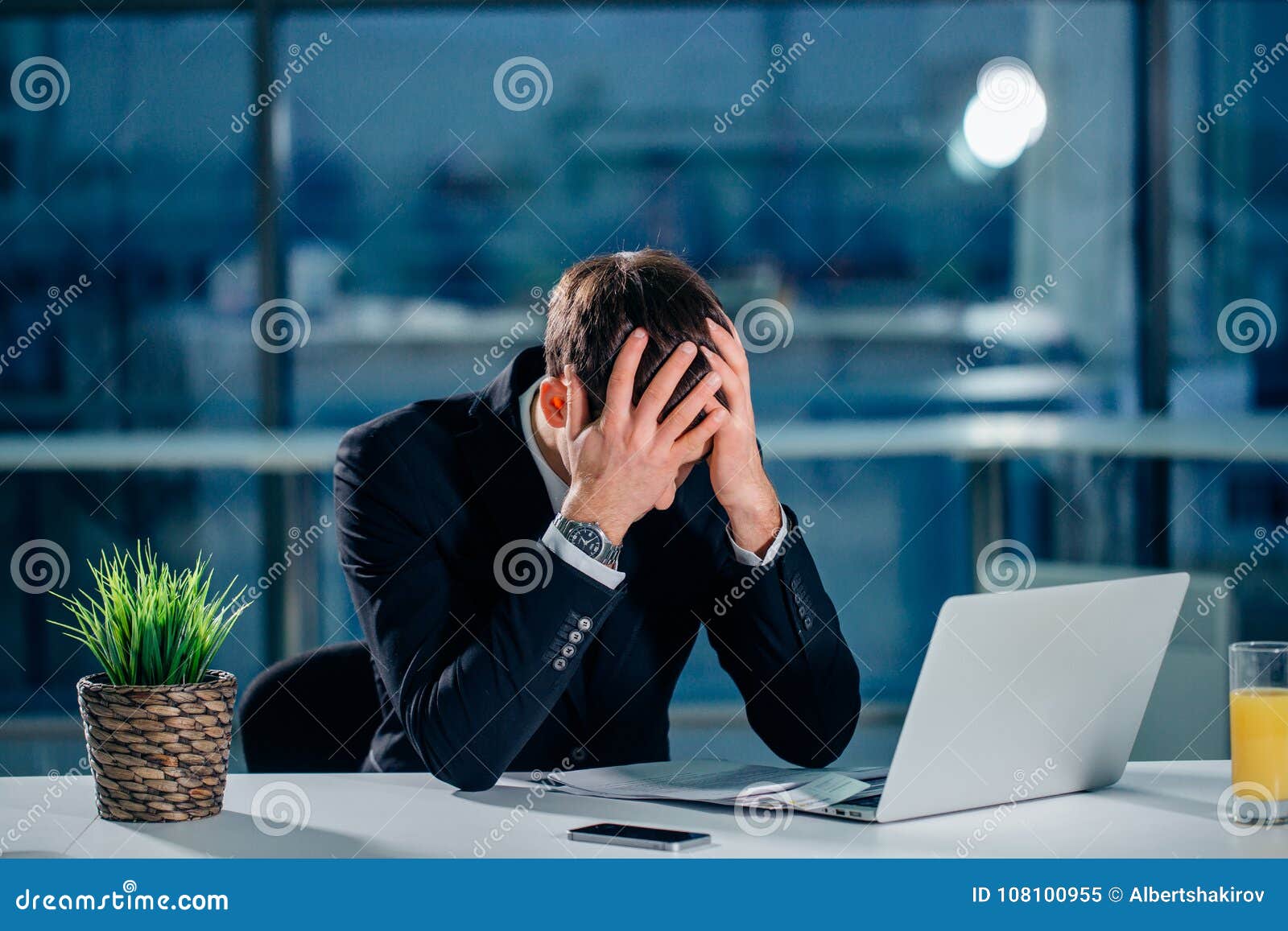 Stressed Businessman Having Problems and Headache at Work Stock Image ...
