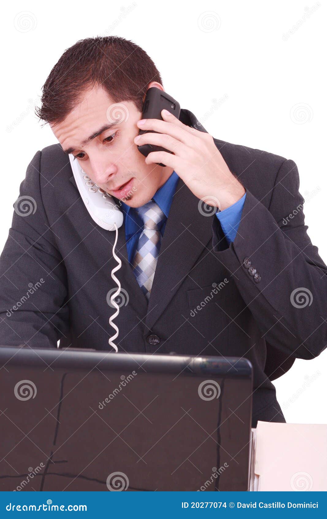 Stressed Businessman at His Desk Working Stock Photo - Image of mobile ...