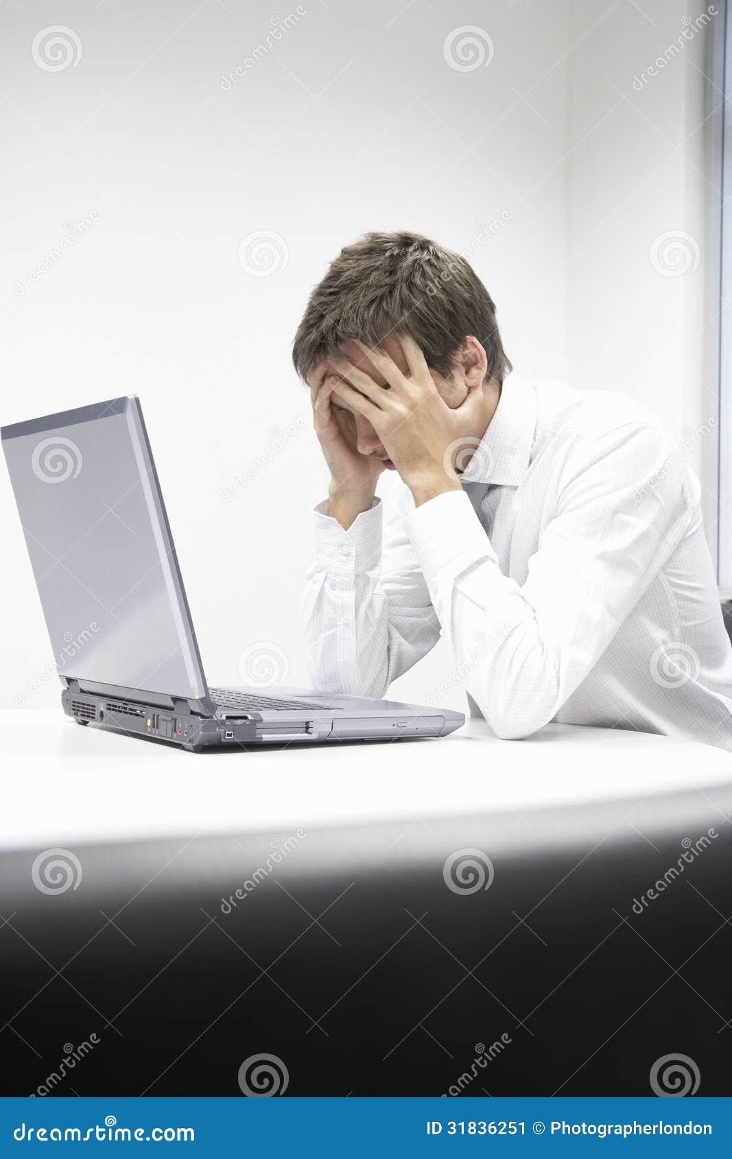 Stressed Businessman with Laptop Stock Image - Image of corporate ...