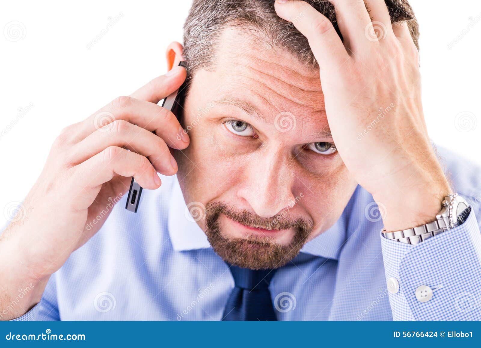 Stressed Businessman Making a Phone Call. Stock Photo - Image of making ...