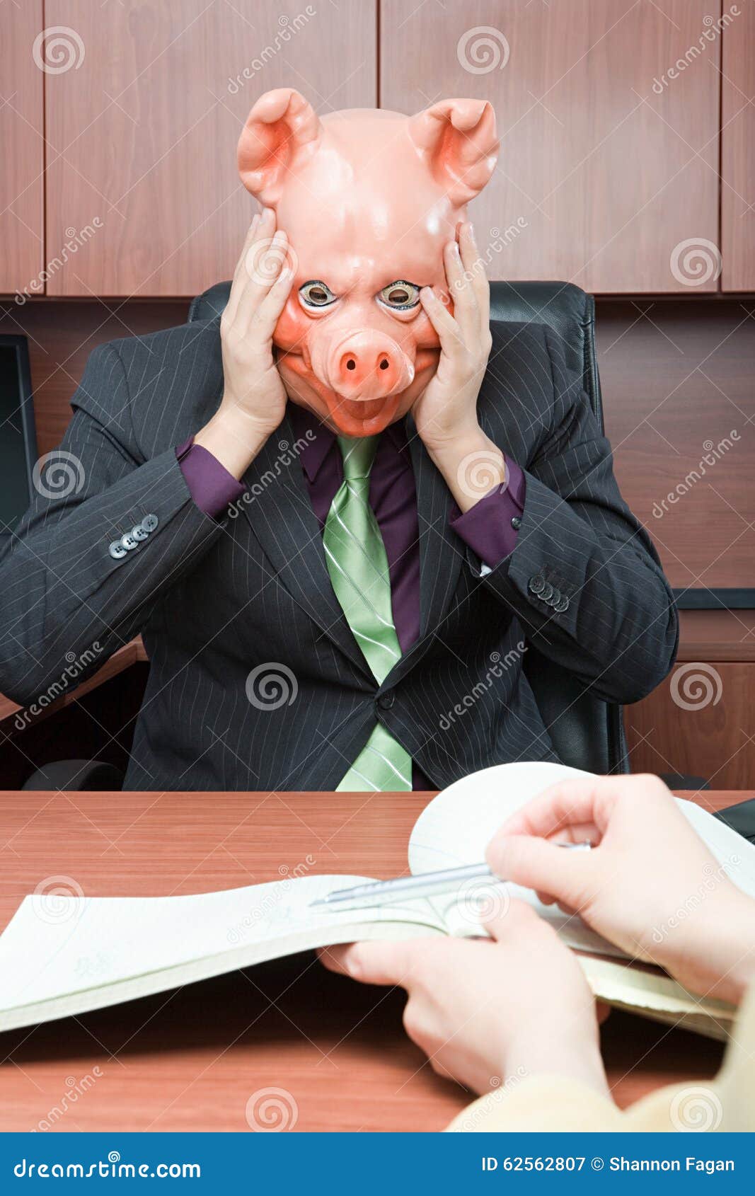 Stressed Businessman in Pig Mask Stock Image - Image of panic, finance ...