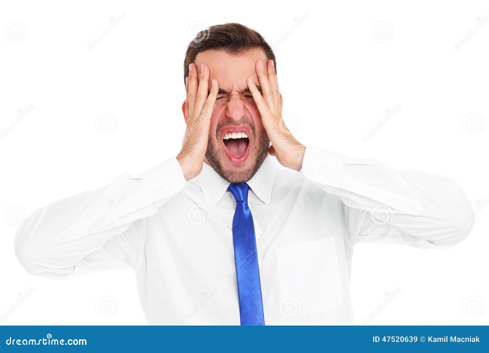 Stressed Businessman Screaming Stock Image - Image of migraine ...