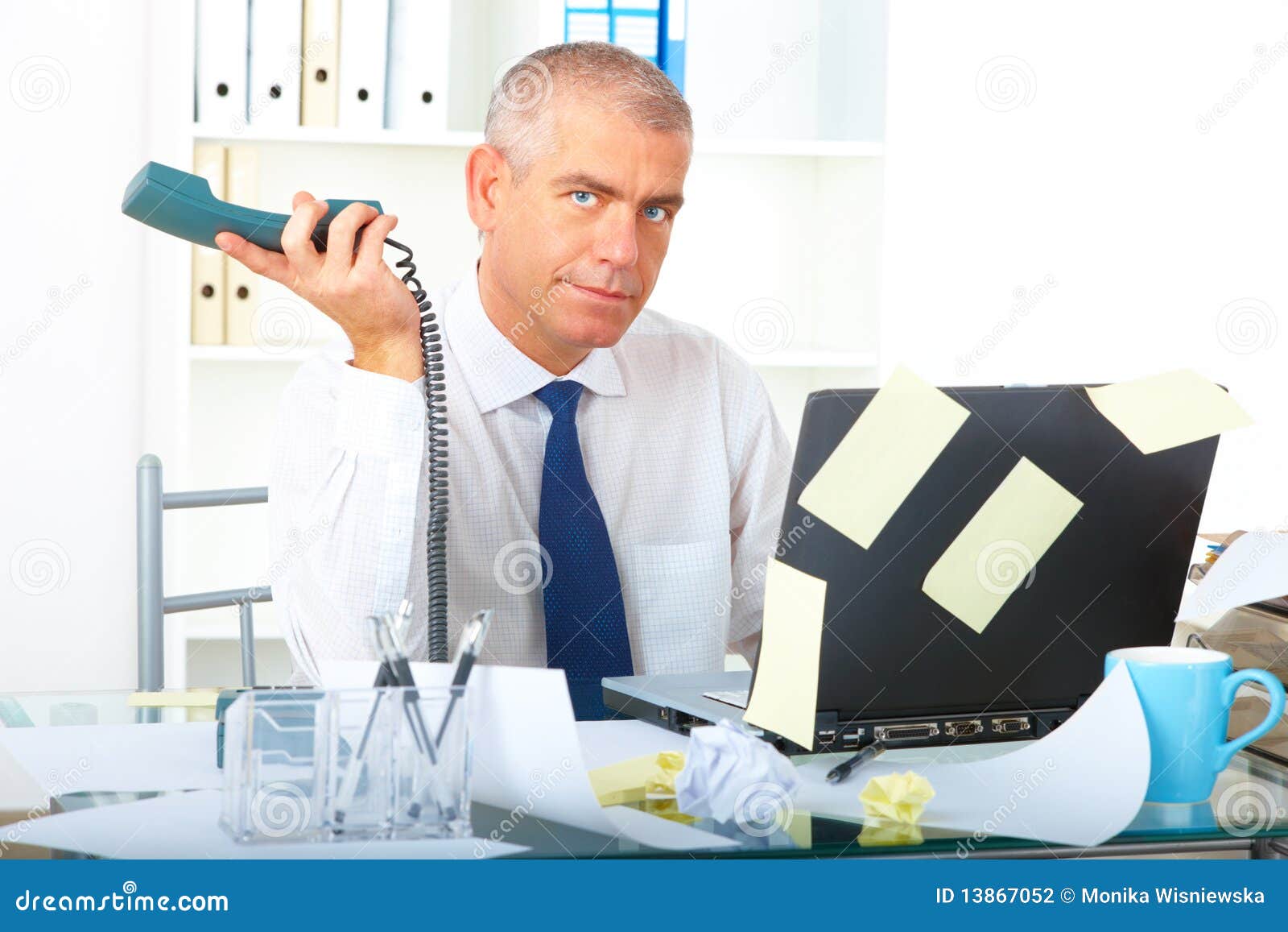 Stressed Businessman Sitting at Desk Stock Photo - Image of desk ...