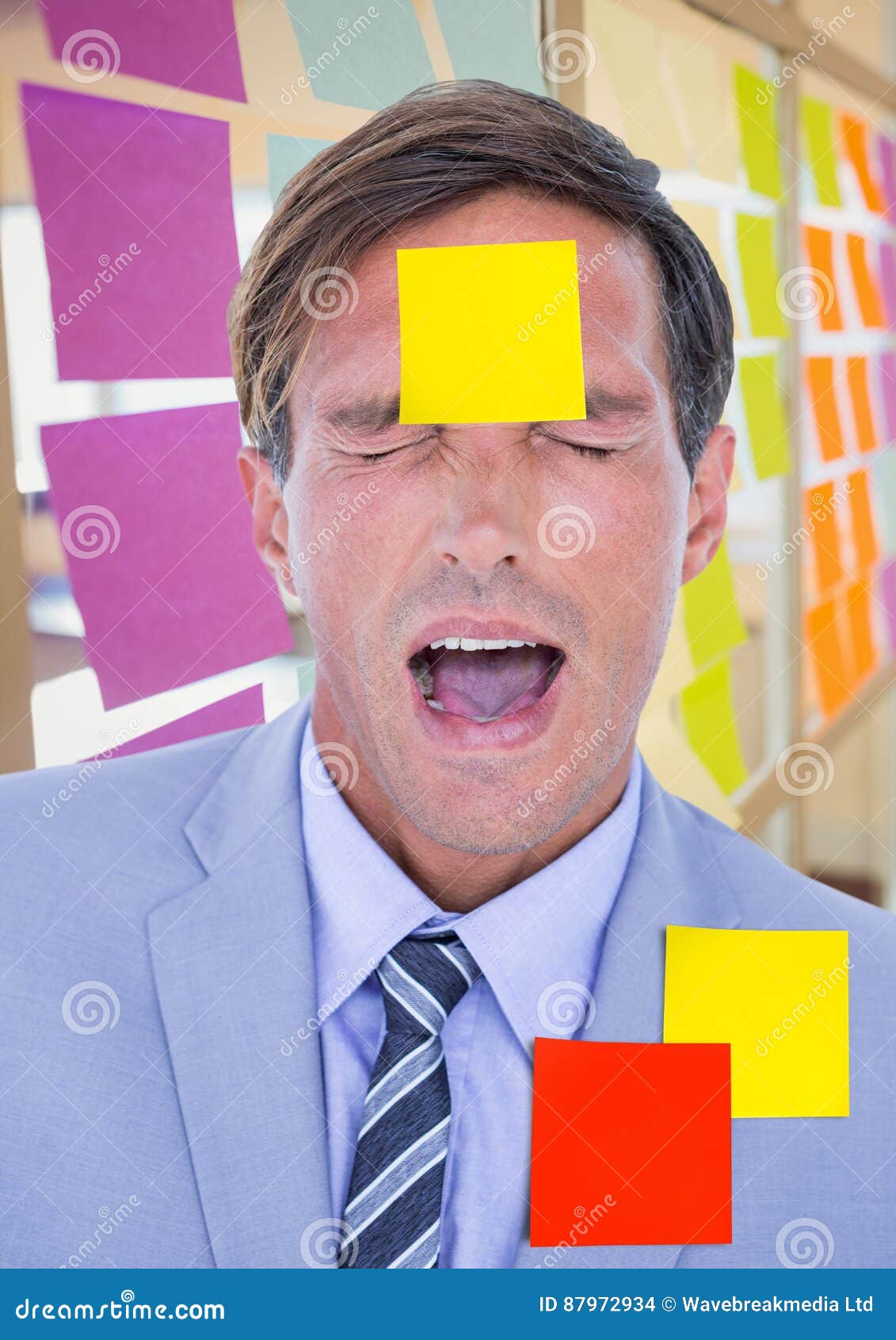 Businessman With Sticky Note On Forehead Stock Photo | CartoonDealer ...