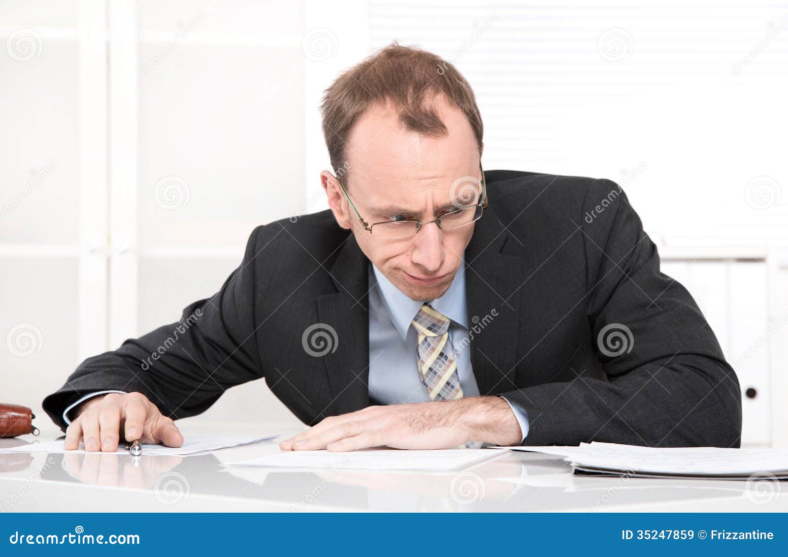 Stressed Businessman with Suit and Tie Tired and Frustrated at D Stock ...