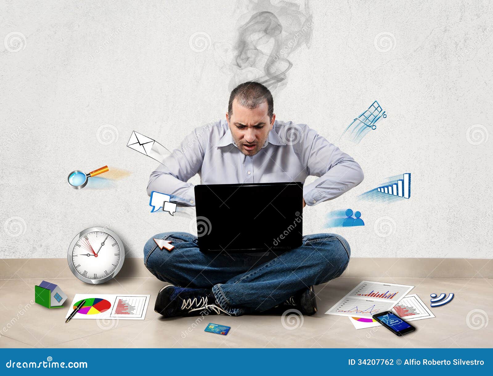 Stressed businessman stock photo. Image of freedom, media - 34207762