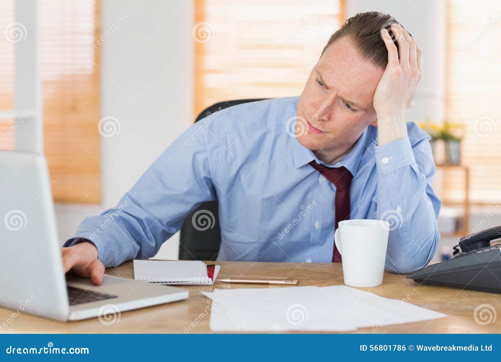 Stressed Businessman Working at His Desk Stock Photo - Image of person ...