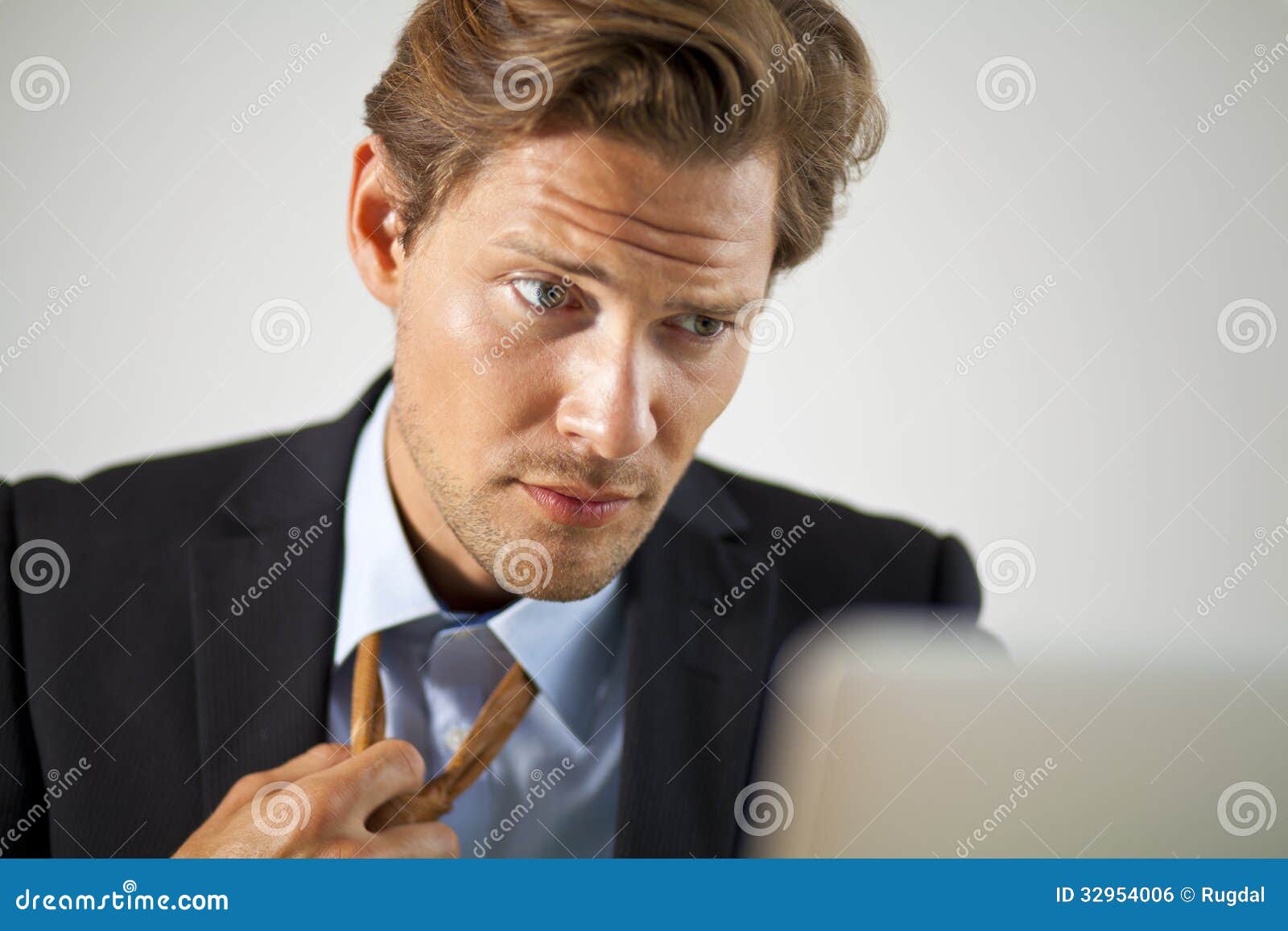 Stressed Businessman Working on Laptop Stock Photo - Image of ...