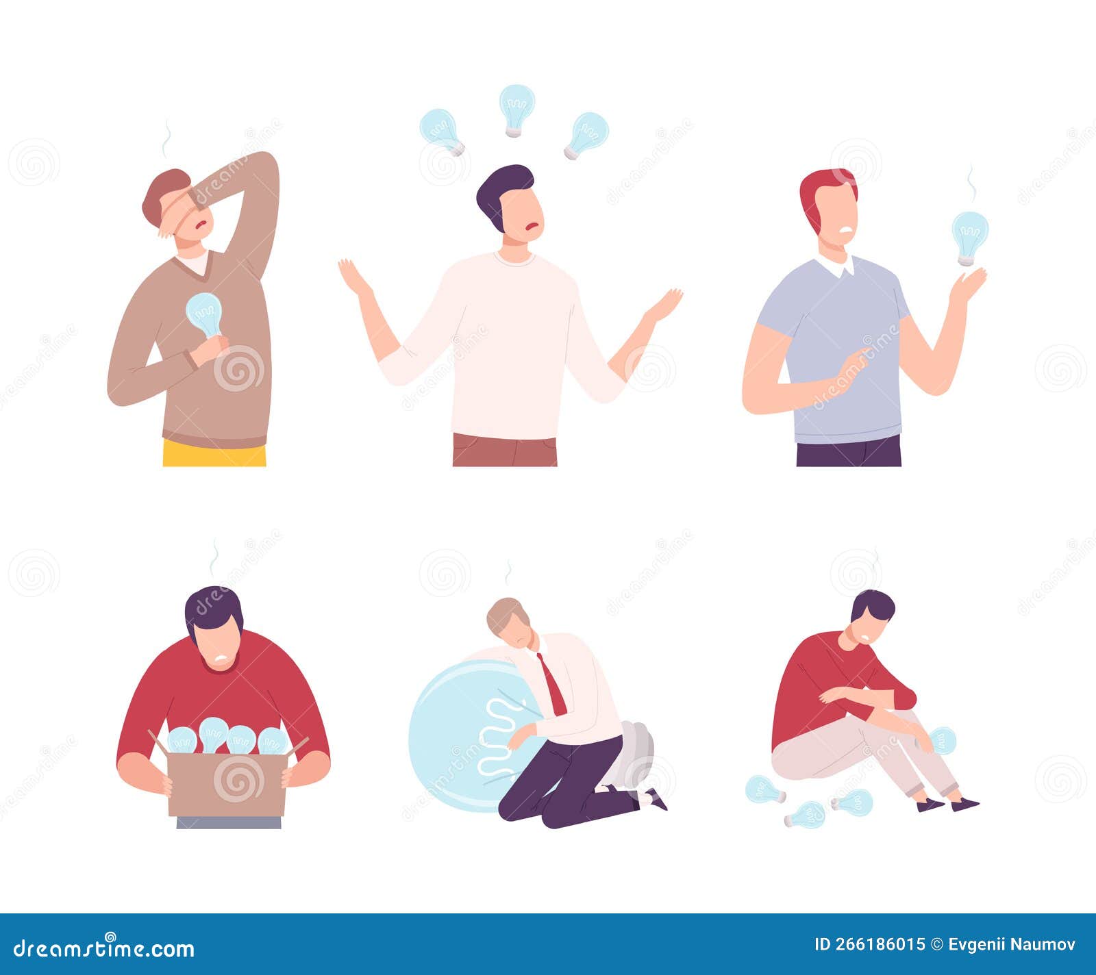 Stressed Businessmen Characters Have No Ideas Set. Stressed Men with ...