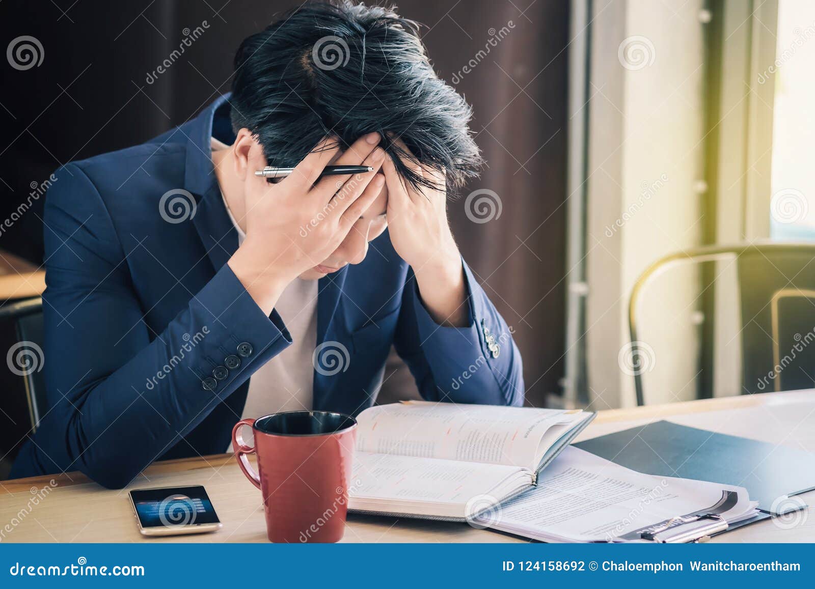 Stressed Businessmen Have Problems and Headaches with Failure in Stock ...