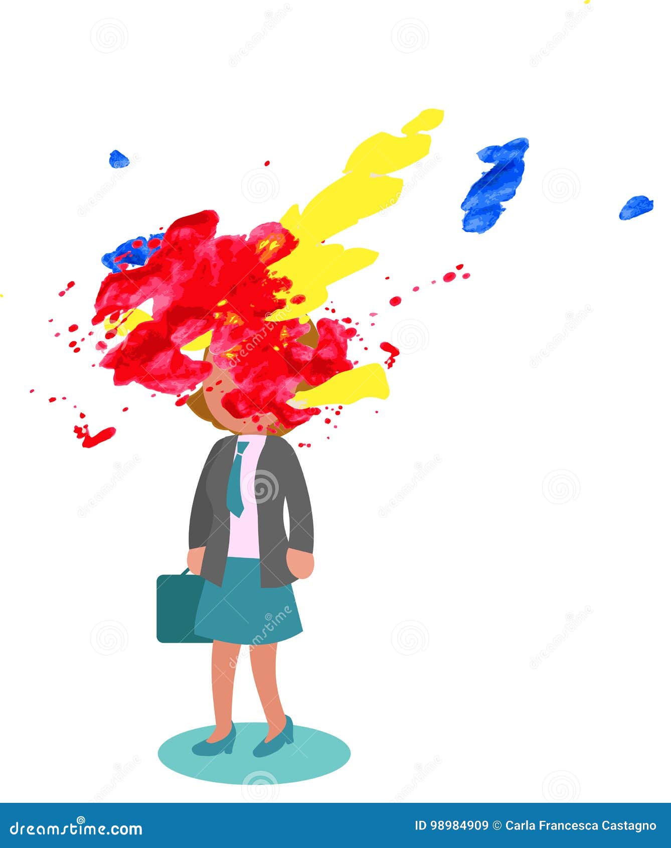 Stressed Woman with Exploded Head Stock Vector - Illustration of ...