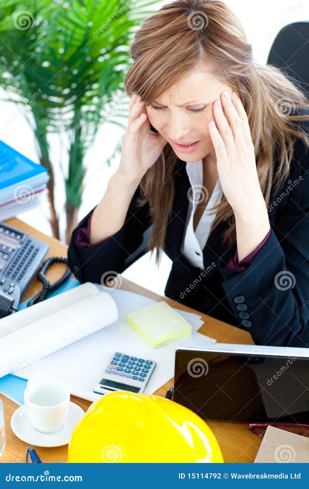 Stressed Businesswoman Having a Headache Stock Photo - Image of good ...