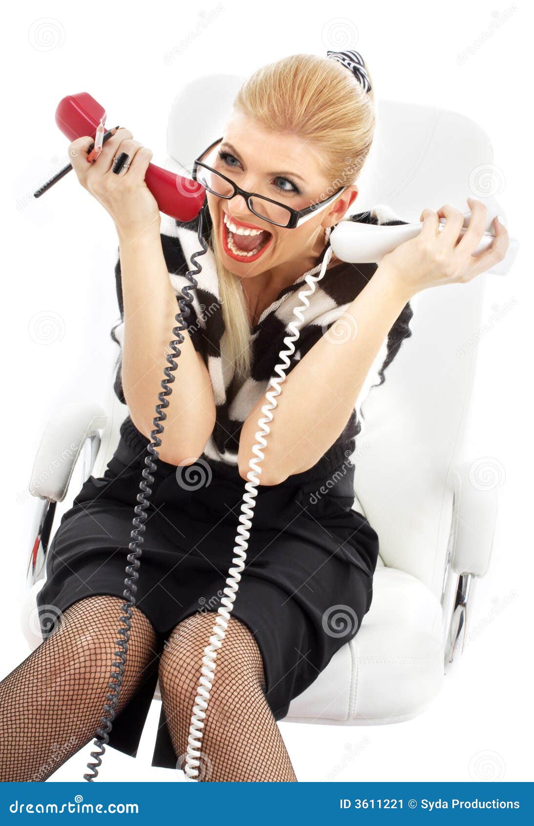 Stressed Businesswoman in White Chair Stock Image - Image of ...
