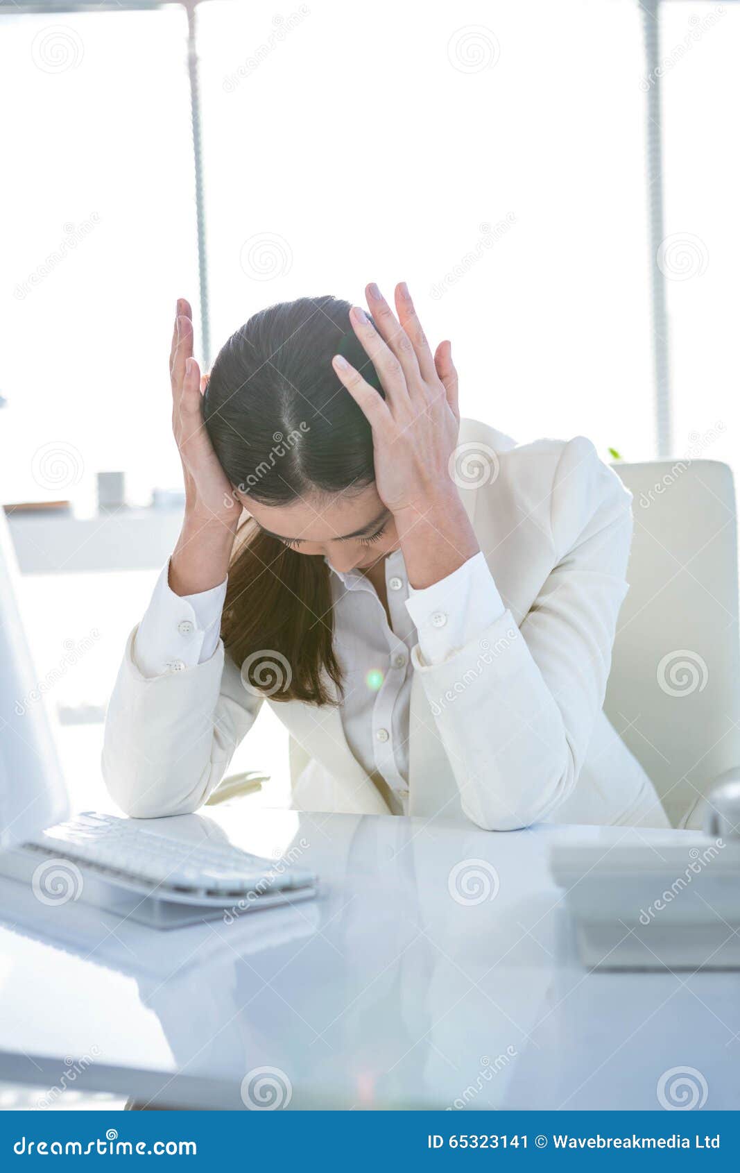 Stressed Businesswoman Working at Her Desk Stock Image - Image of ...