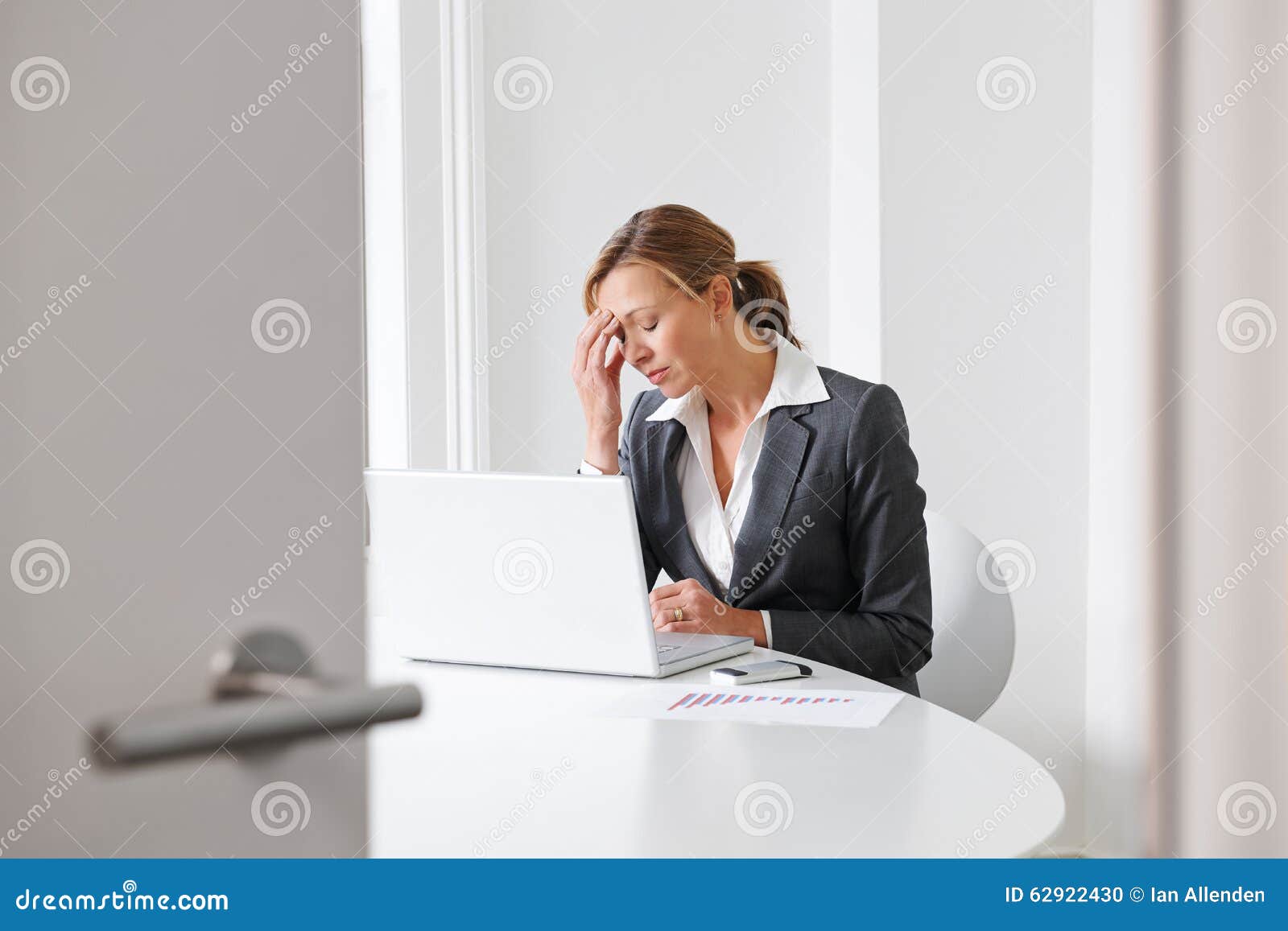 Stressed Businesswoman Working in Office Stock Photo - Image of ...