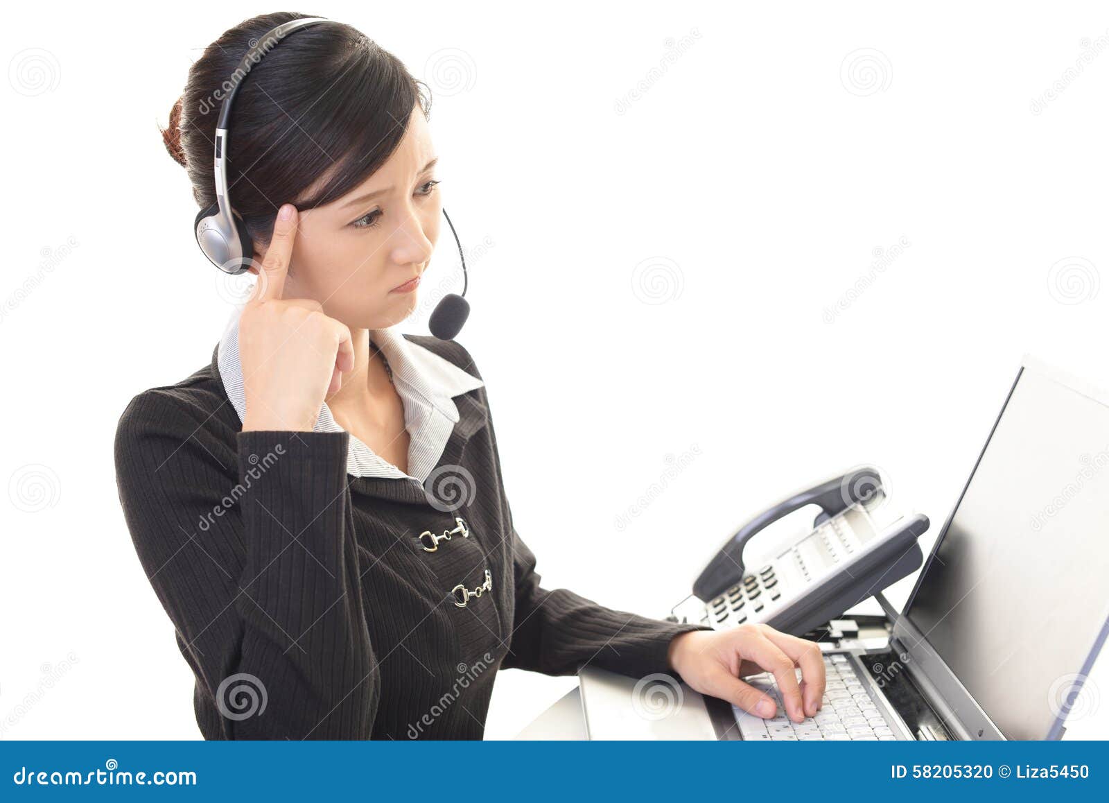 A Stressed Call Center Operator Stock Photo - Image of laptop, anxious ...
