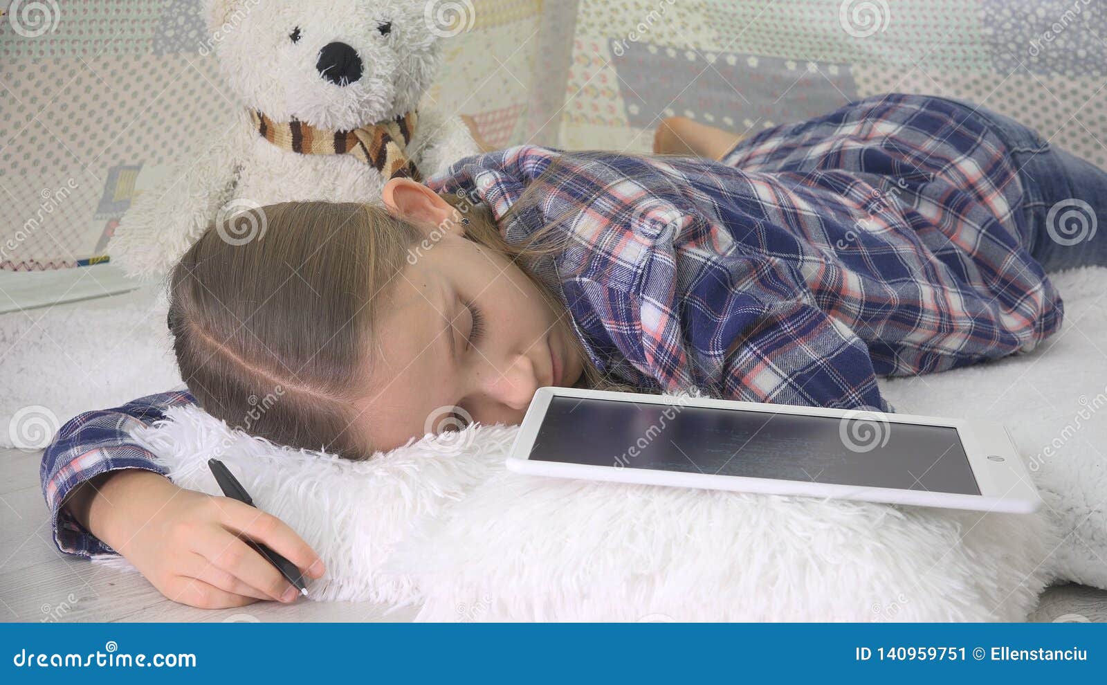 Stressed Child Sleeping while Studying, Kid Asleep Writing Homework on ...